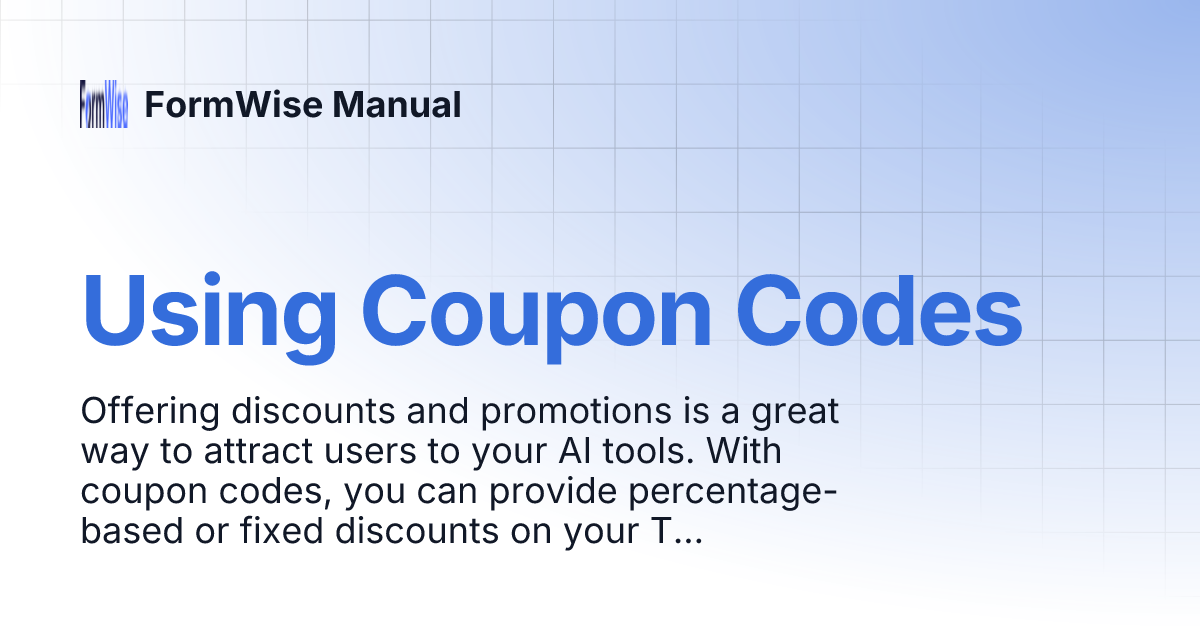 Using Coupon Codes | FormWise Manual
