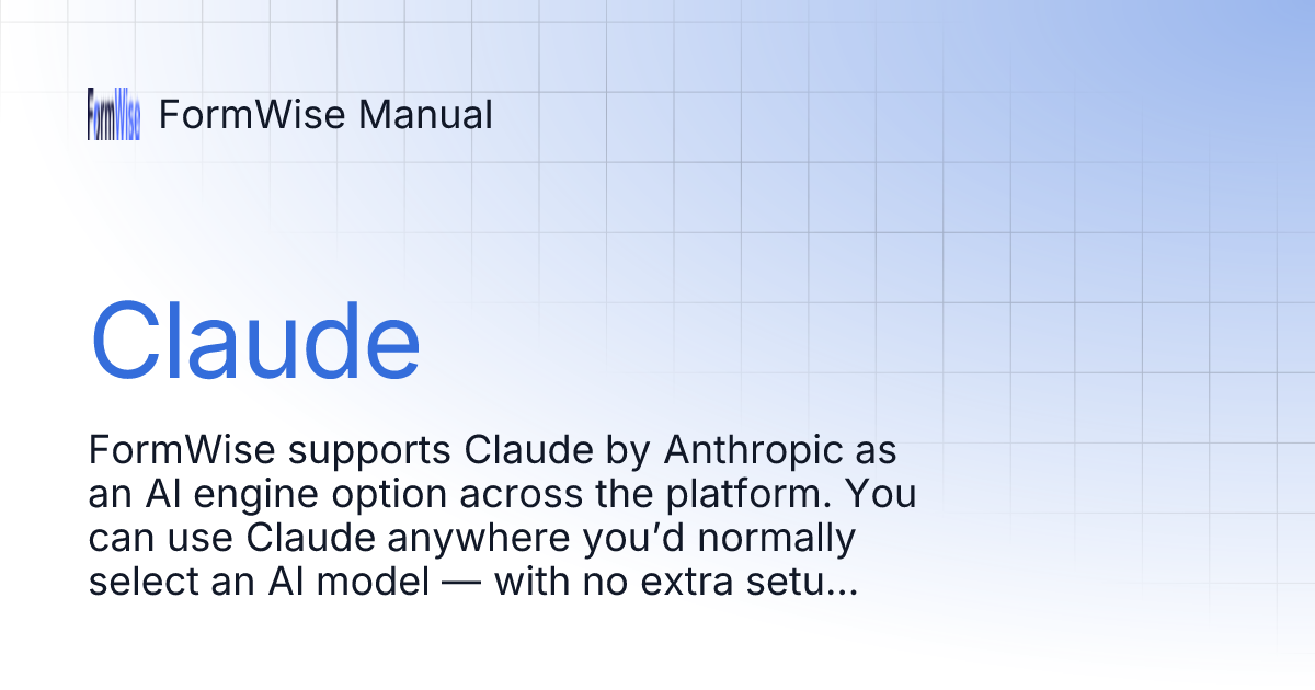 Claude | FormWise Manual
